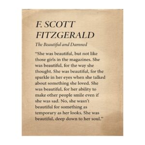 f. scott fitzgerald quotes - "the beautiful and damned" motivational quote wall decor, religious wall decor, decorations for home, wall art for living room, wall art scripture, unframed - 8x10