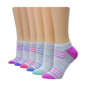 Hanes womens Performance Cool Compression No Show 6 Pair Pack Casual Sock, Grey/Purple/Pink Design, 5 US