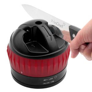 knife sharpener with non-slip suction cup, hand-free 2-stage professional kitchen knife sharpener, best knife sharpening tool for repair/polish straight blade, safe easy to use/razor sharp, black