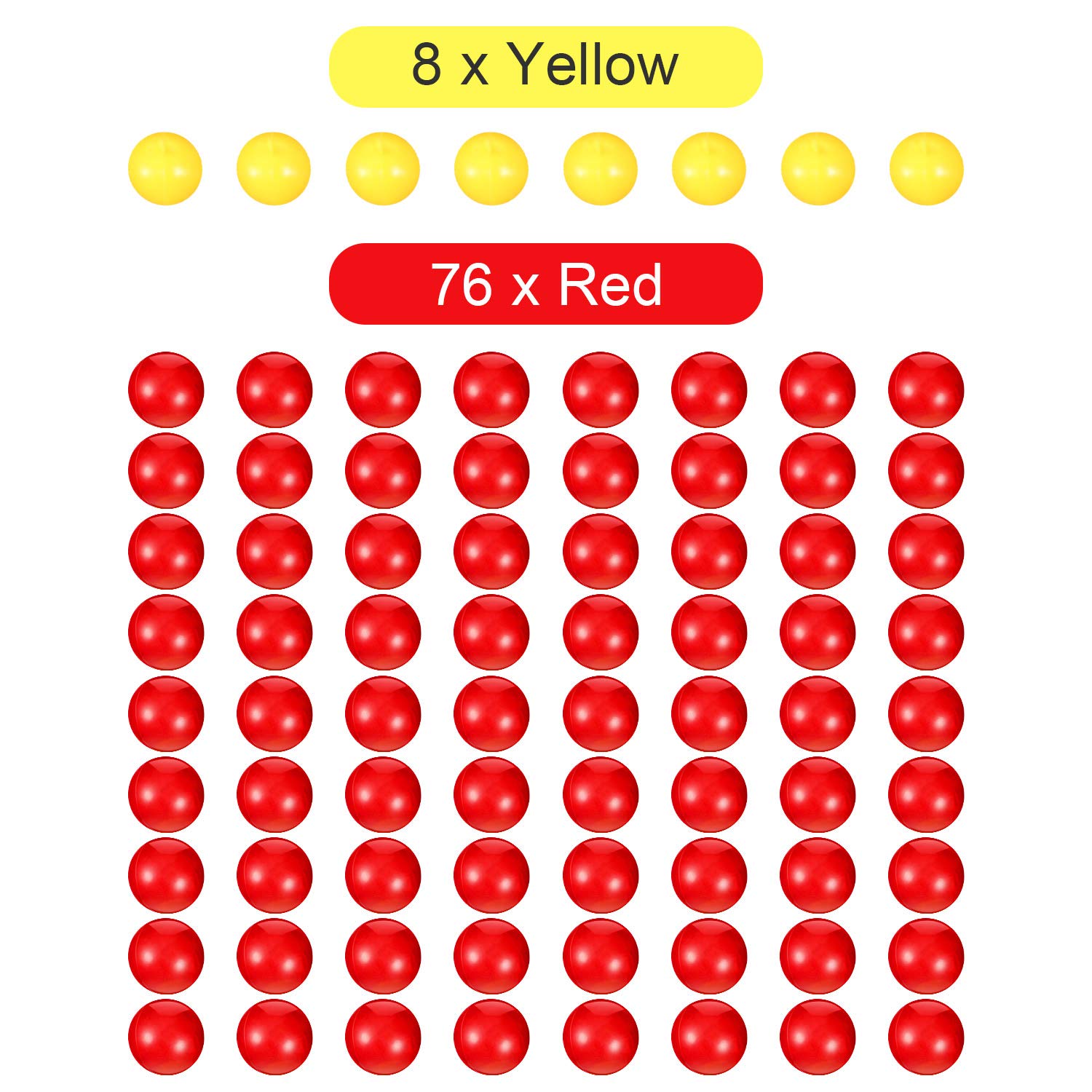 84 Pieces Game Replacement Balls 4 Sets Game Replacement Marbles Compatible with Hungry Hungry Hippos, 76 Red Balls and 8 Yellow Balls