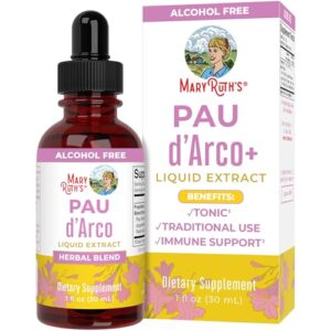 maryruth organics pau d'arco bark liquid herbal supplement | immune support, digestive & gut health | echinacea, usnea lichen, reishi mushroom, thyme leaf | vegan, non-gmo | 1 fl oz, 1 month supply