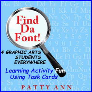 graphic arts find da font activity game no prep fun printable copy-cut out cards *match type styles to their font name!