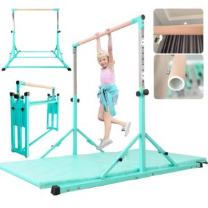 PreGymnastic Foldable Gymnastics Bar, 6FT Gymnastic Horizontal Bars, Folding Training Bar for Kids and Teenagers 3-18, Weight Limit 500 LB, Adjustable kip Bar,Children Home Gym Equipment Indoor