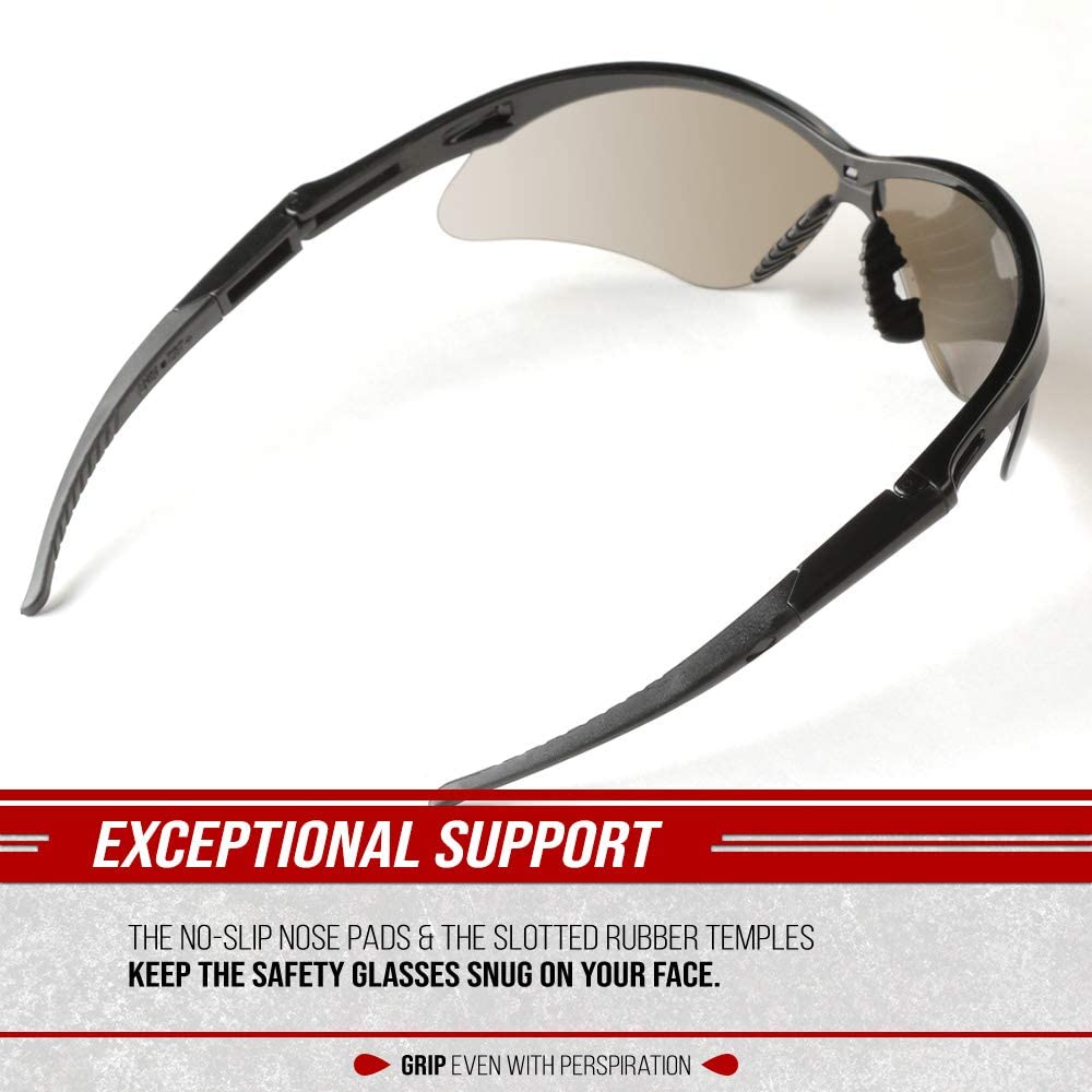 Optic Max Safety Glasses Scratch Resistant Lens Flexible Frame, 12 Pairs