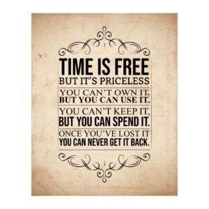 time is free - inspirational wall decor, motivational wall art print sign is a great photo for living room decor, office decor, studio, library, home decor or room decor aesthetic, unframed - 8x10