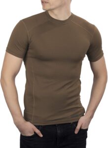 281z mens military moisture wicking base layer t-shirt - tactical training army professional - polartec delta - odor resist - cool touch (coyote brown, large)