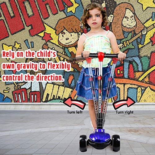 YHR Toddler Scooter with 3 Wheel Extra-Wide PU LED Flashing Wheels - 3 Wheel Kids Scooter Have 3 Adjustable Heights - Kick Scooter for Kids 3-8 Year Old boy & Girl