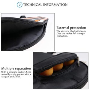 Coherny Portable Table Tennis Racket Bag Waterproof Table Tennis Racket Cover Paddle PingPong Paddle Pouch with Ball Case