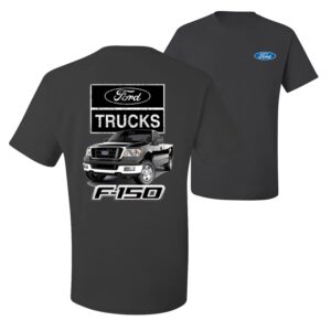 ford trucks f150 pickup cars and trucks front and back men's graphic t-shirt, charcoal, large