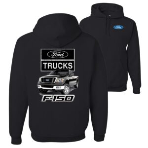 wild bobby ford trucks f150 pickup cars and trucks front and back unisex graphic hoodie sweatshirt, black, x-large