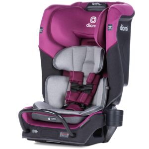 diono radian 3qx 4-in-1 rear & forward facing convertible car seat, safe+ engineering 3 stage infant protection, 10 years 1 car seat, ultimate protection, slim fit 3 across, purple plum