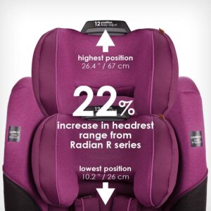 Diono Radian 3QX 4-in-1 Rear & Forward Facing Convertible Car Seat, Safe+ Engineering 3 Stage Infant Protection, 10 Years 1 Car Seat, Ultimate Protection, Slim Fit 3 Across, Purple Plum