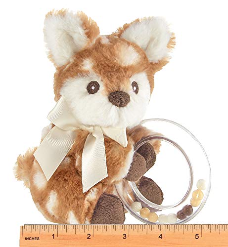 Bearington Baby Lil' Willow Plush Fawn Shaker Toy Ring Rattle, 5 inches