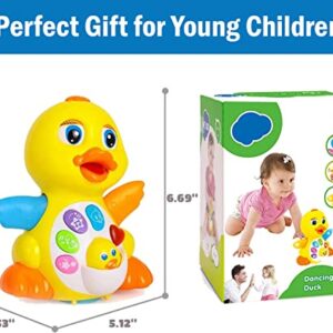 Liberty Imports Musical Dancing Duck Toy Walking Singing Yellow Ducky Moving Toys for Baby with Music & LED Lights for Toddlers, Infant Learning Development