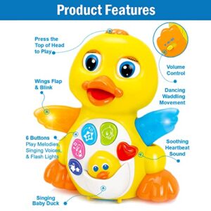 Liberty Imports Musical Dancing Duck Toy Walking Singing Yellow Ducky Moving Toys for Baby with Music & LED Lights for Toddlers, Infant Learning Development