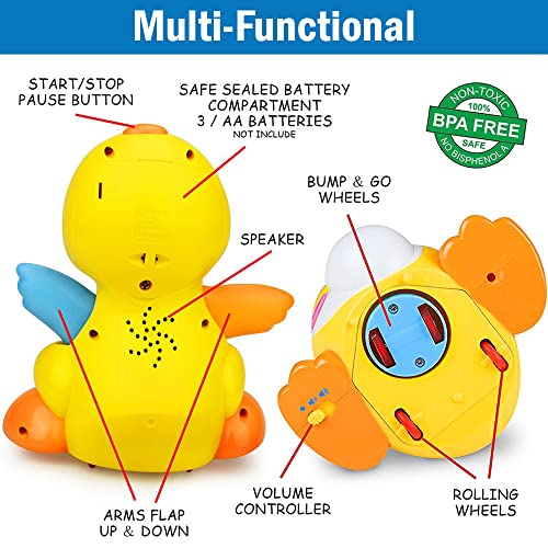 Liberty Imports Musical Dancing Duck Toy Walking Singing Yellow Ducky Moving Toys for Baby with Music & LED Lights for Toddlers, Infant Learning Development