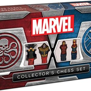 Marvel Collector's Chess Set | Custom Sculpted Chess Pieces Marvel Superheros & Villains | Iron Man & Thanos as King | Captain Marvel & Hella as Queen | Officially Licensed Marvel Chess Set