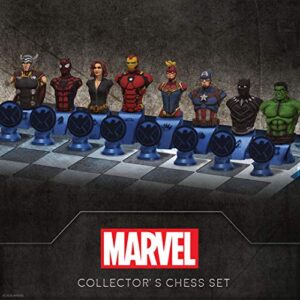 Marvel Collector's Chess Set | Custom Sculpted Chess Pieces Marvel Superheros & Villains | Iron Man & Thanos as King | Captain Marvel & Hella as Queen | Officially Licensed Marvel Chess Set