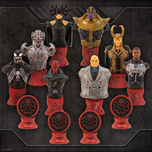 Marvel Collector's Chess Set | Custom Sculpted Chess Pieces Marvel Superheros & Villains | Iron Man & Thanos as King | Captain Marvel & Hella as Queen | Officially Licensed Marvel Chess Set