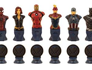 Marvel Collector's Chess Set | Custom Sculpted Chess Pieces Marvel Superheros & Villains | Iron Man & Thanos as King | Captain Marvel & Hella as Queen | Officially Licensed Marvel Chess Set