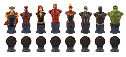 Marvel Collector's Chess Set | Custom Sculpted Chess Pieces Marvel Superheros & Villains | Iron Man & Thanos as King | Captain Marvel & Hella as Queen | Officially Licensed Marvel Chess Set