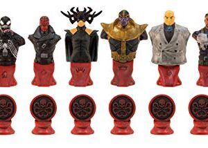 Marvel Collector's Chess Set | Custom Sculpted Chess Pieces Marvel Superheros & Villains | Iron Man & Thanos as King | Captain Marvel & Hella as Queen | Officially Licensed Marvel Chess Set