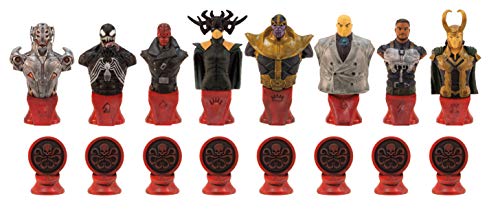 Marvel Collector's Chess Set | Custom Sculpted Chess Pieces Marvel Superheros & Villains | Iron Man & Thanos as King | Captain Marvel & Hella as Queen | Officially Licensed Marvel Chess Set