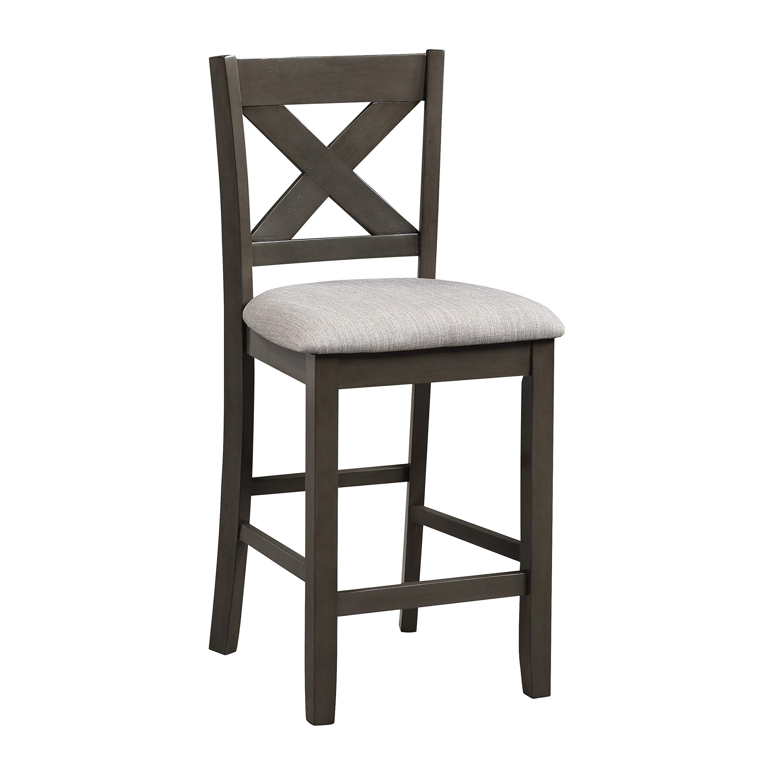 OSP Home Furnishings Century Dining Set Includes Table with Built-in Storage Shelves and 4 Stools, Slate Grey Finish