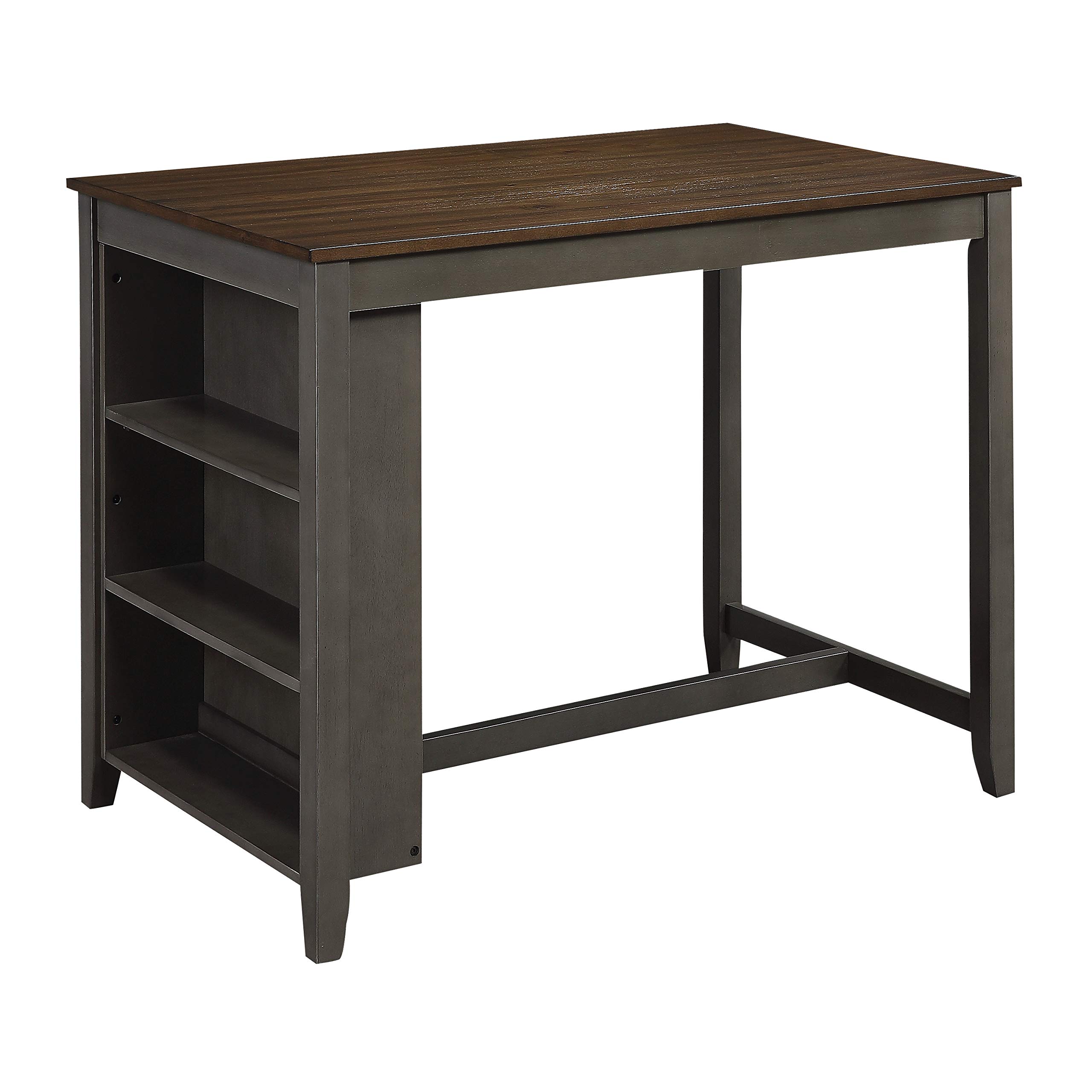 OSP Home Furnishings Century Dining Set Includes Table with Built-in Storage Shelves and 4 Stools, Slate Grey Finish