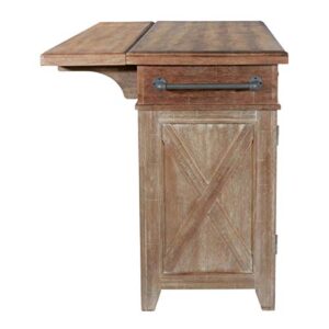 OSP Home Furnishings Cocina Kitchen Island with Wood Top, Drop Leaf and Decorative Steel Hardware, Brown