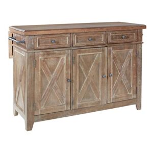 OSP Home Furnishings Cocina Kitchen Island with Wood Top, Drop Leaf and Decorative Steel Hardware, Brown