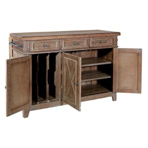 OSP Home Furnishings Cocina Kitchen Island with Wood Top, Drop Leaf and Decorative Steel Hardware, Brown