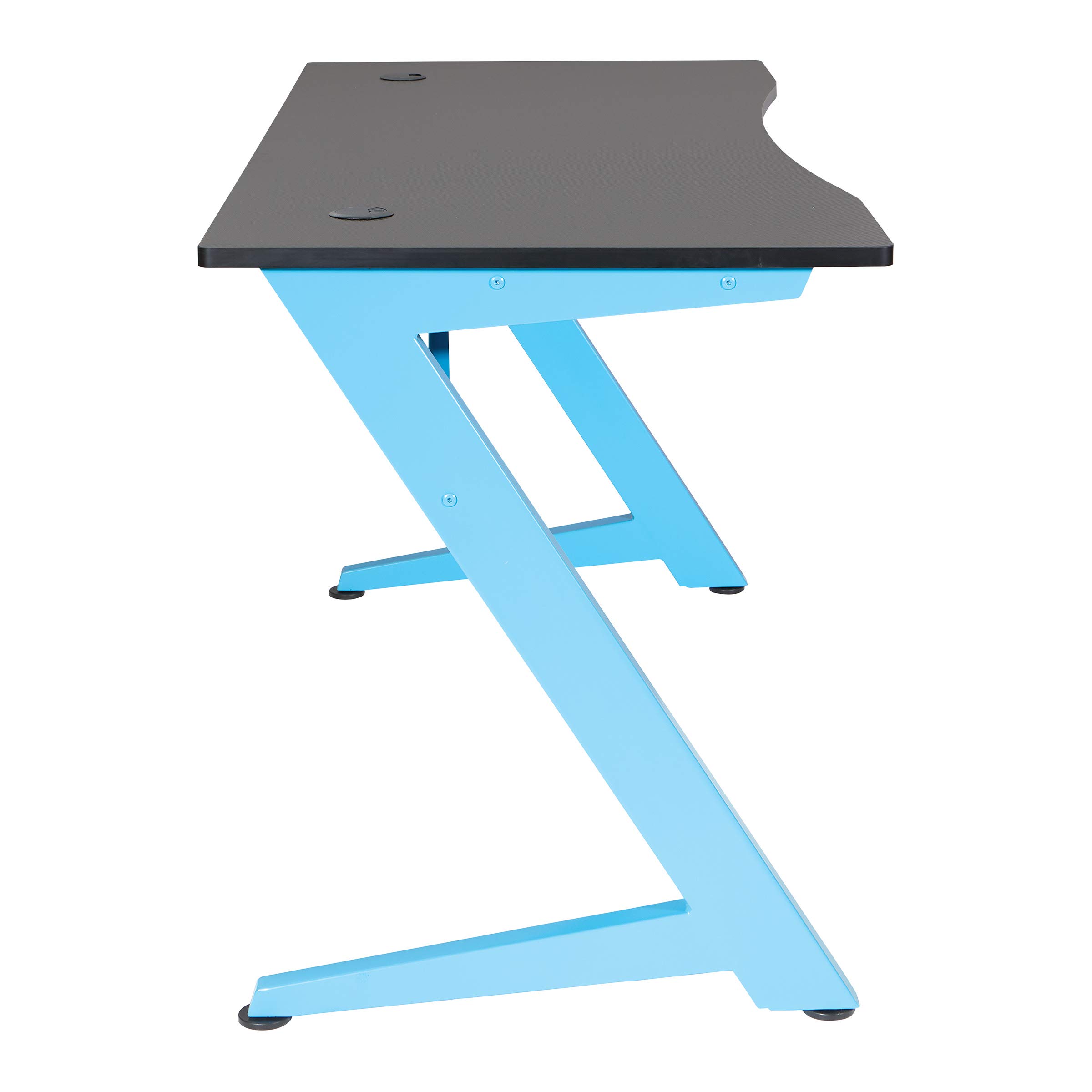 OSP Home Furnishings Beta Battlestation Gaming Desk with Bluetooth RGB LED Lights, Matte Blue