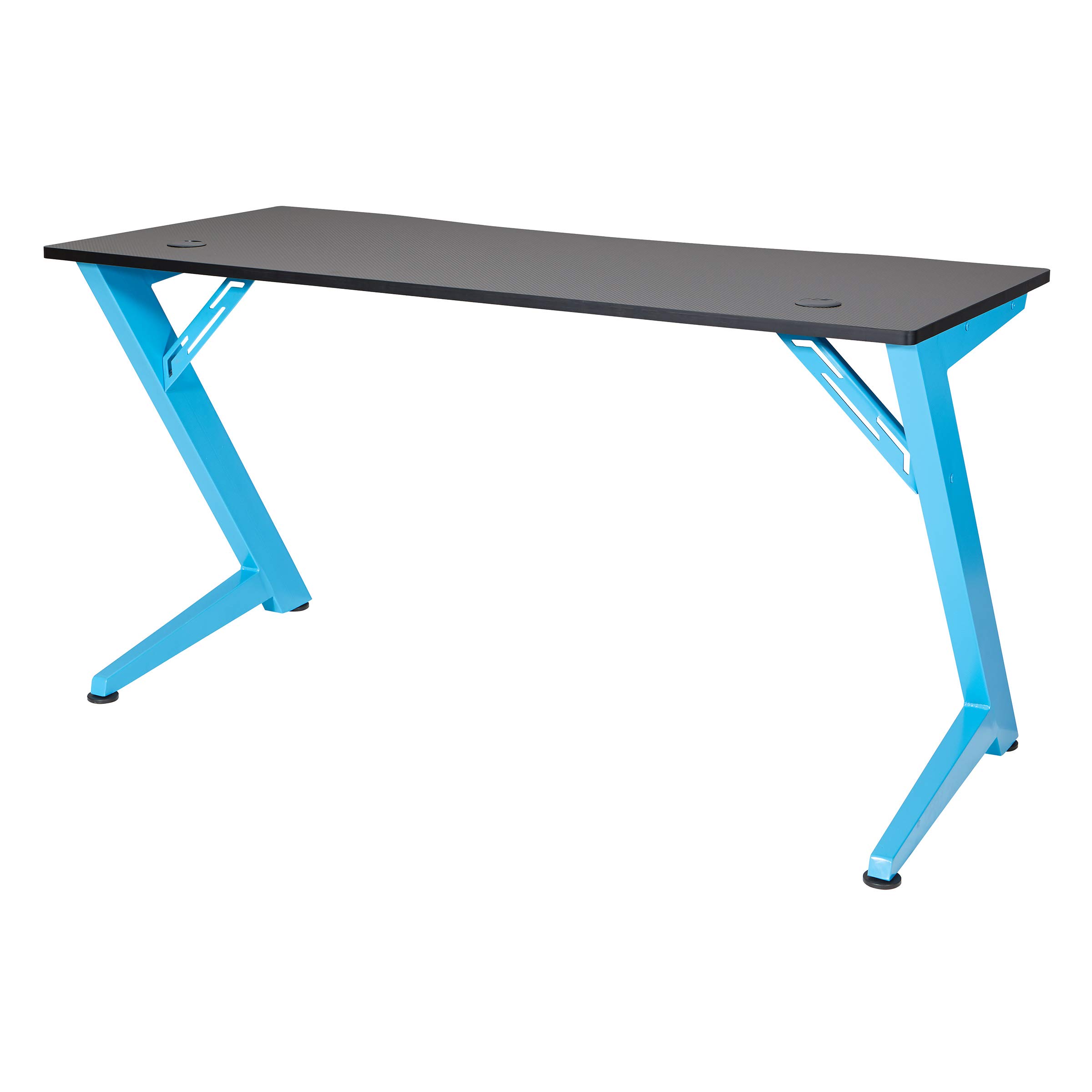 OSP Home Furnishings Beta Battlestation Gaming Desk with Bluetooth RGB LED Lights, Matte Blue