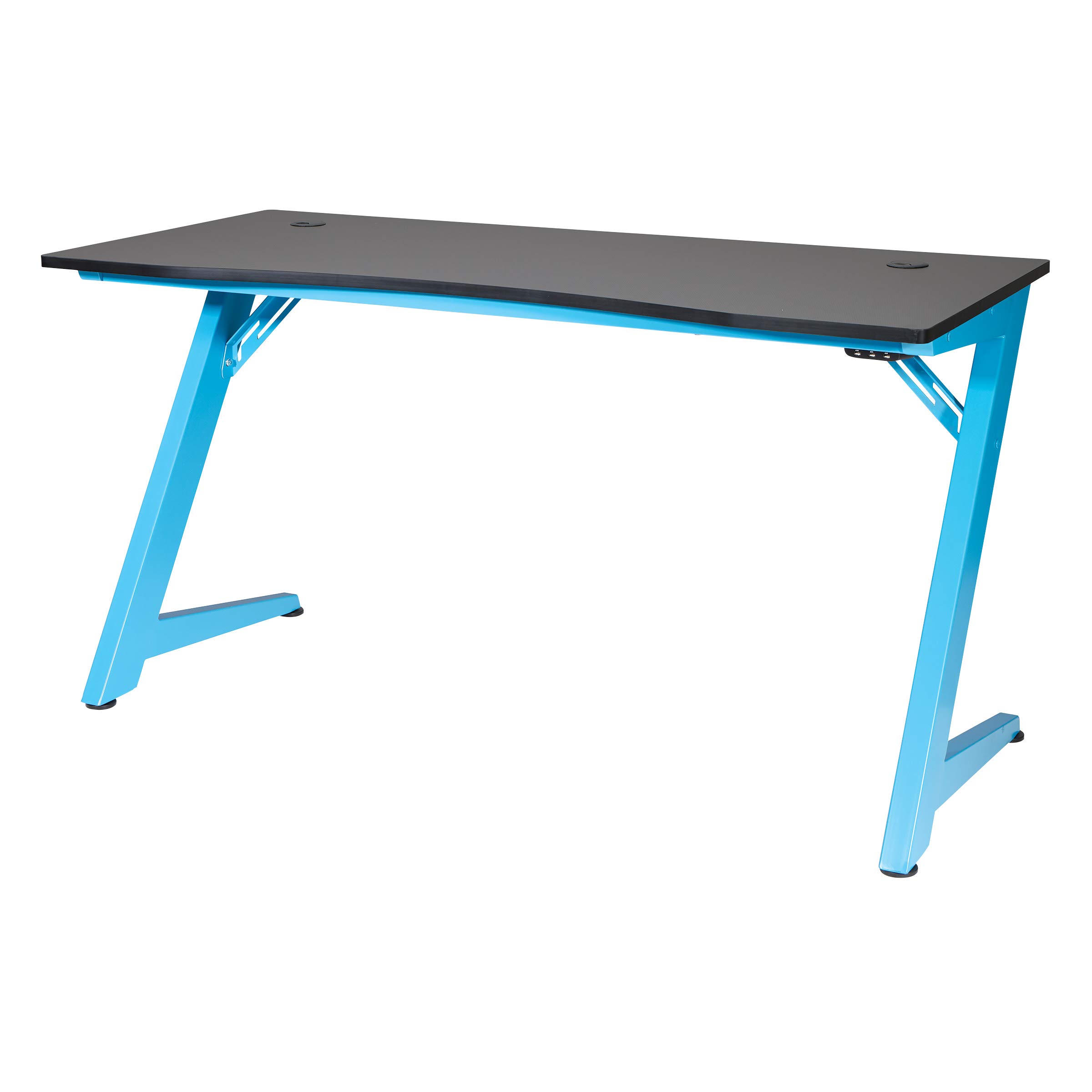 OSP Home Furnishings Beta Battlestation Gaming Desk with Bluetooth RGB LED Lights, Matte Blue