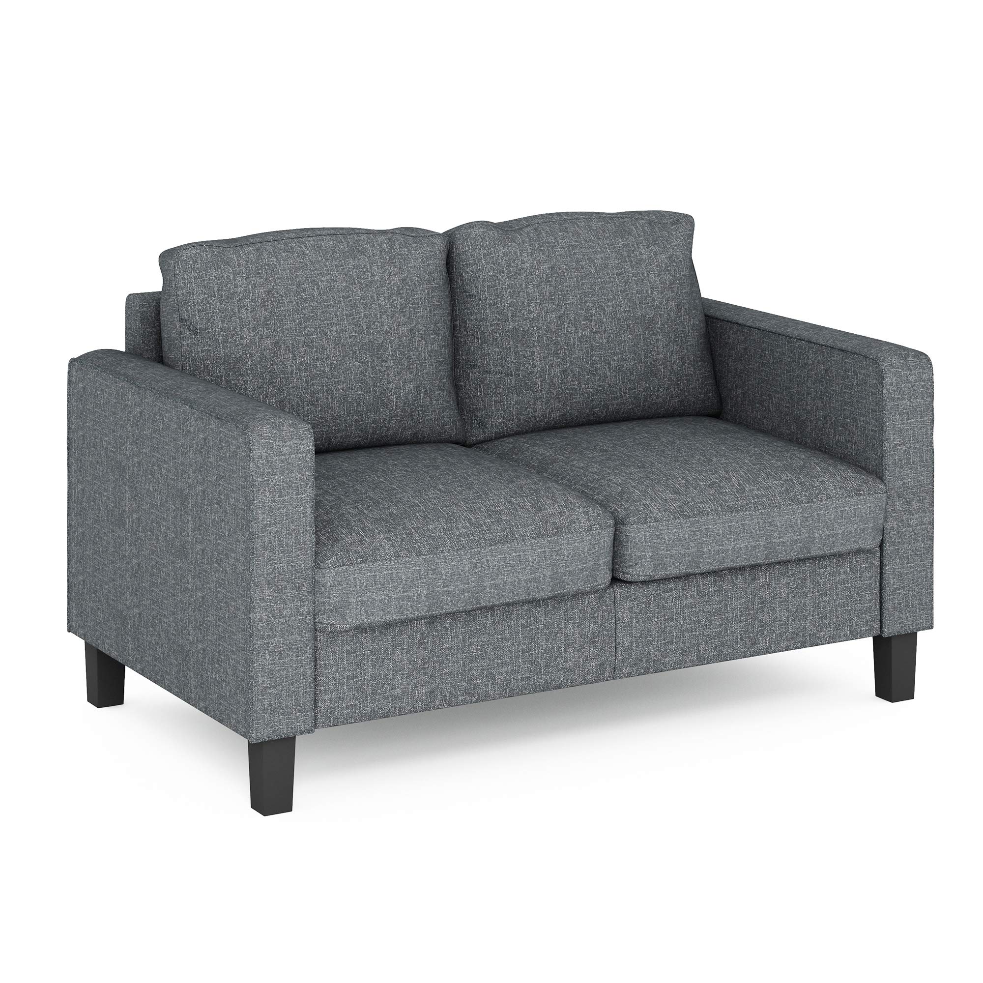 Furinno Bayonne Modern Upholstered Loveseat/Sofa Couch for Living Room, Gunmetal