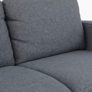 Furinno Bayonne Modern Upholstered Loveseat/Sofa Couch for Living Room, Gunmetal