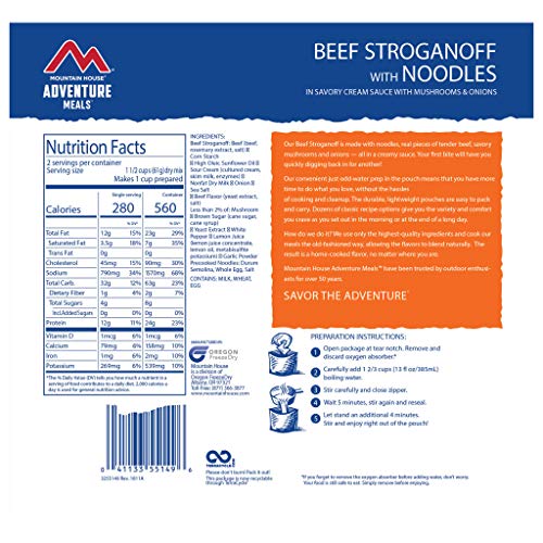 Mountain House Beef Stroganoff with Noodles | Freeze Dried Backpacking & Camping Food | 2 Servings