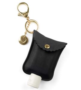 itzy ritzy hand sanitizer holder; fits 2-ounce bottles of hand sanitizer (not included); clips to diaper bag, purse or travel bag, black