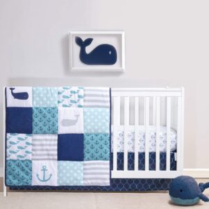 The Peanutshell Nautical Crib Bedding Set for Baby Boys or Girls - 3 Piece Unisex Nursery Set - Crib Quilt, Crib Sheet, Crib Skirt