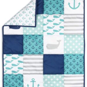 The Peanutshell Nautical Crib Bedding Set for Baby Boys or Girls - 3 Piece Unisex Nursery Set - Crib Quilt, Crib Sheet, Crib Skirt