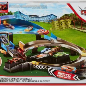 Disney Car Toys Rust-Eze Double Circuit Speedway Playset Test Track Set For Drift, Race and Crash Competitions, With Lightning McQueen Vehicle, Kids Birthday Gift For Ages 4 Years and Older