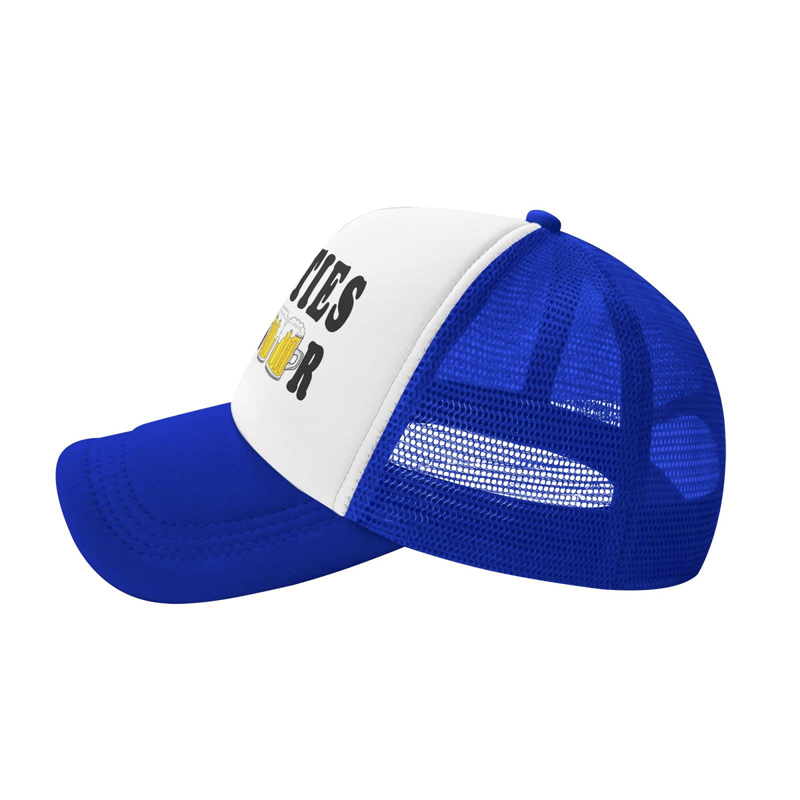 NVJUI JUFOPL Funny Trucker Hat, I Heart Titties and Beer - Adjustable Mesh Baseball Cap for Men & Women Blue