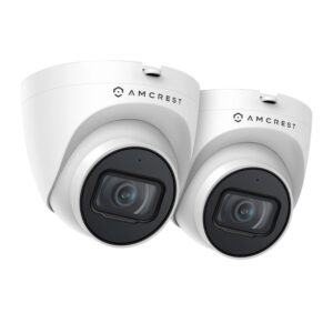 amcrest 2-pack 5mp ultrahd outdoor security ip turret poe camera with mic/audio, 5-megapixel, 98ft nightvision, 2.8mm lens, ip67 weatherproof, microsd recording (256gb), 2pack-ip5m-t1179ew-28mm white