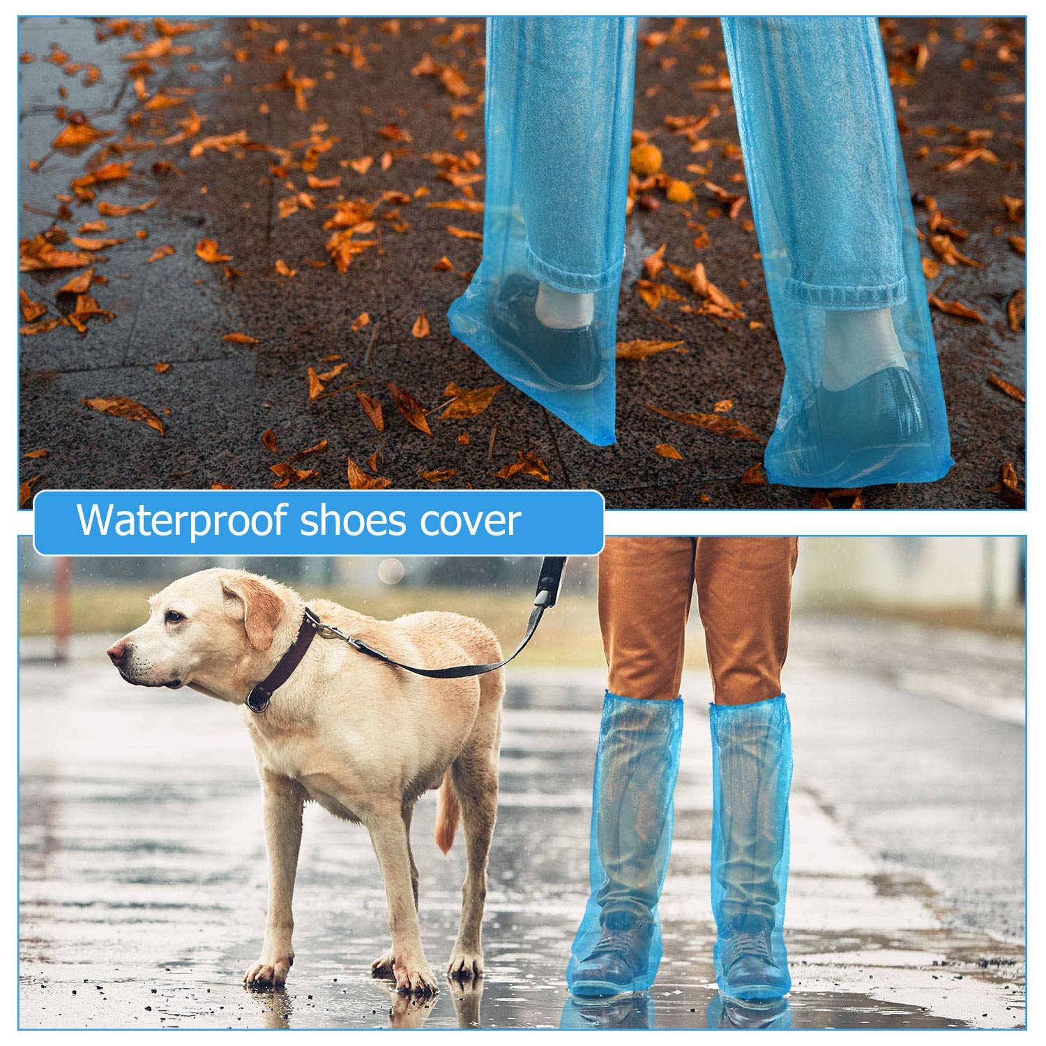 SATINIOR Disposable Boot Covers Plastic Long Waterproof Shoes Cover Over The Knee Shoes Cover for Men Women