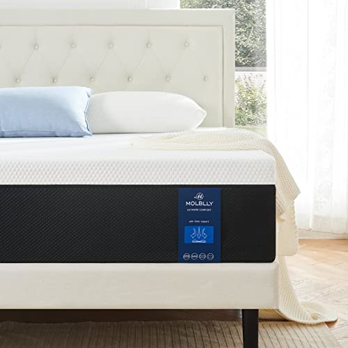 Molblly Queen Size Mattress,12 Inch Premium Cooling-Gel Memory Foam Mattress Bed in a Box, Cool Queen Bed Supportive & Pressure Relief with Breathable Soft Fabric Cover, Medium Firm