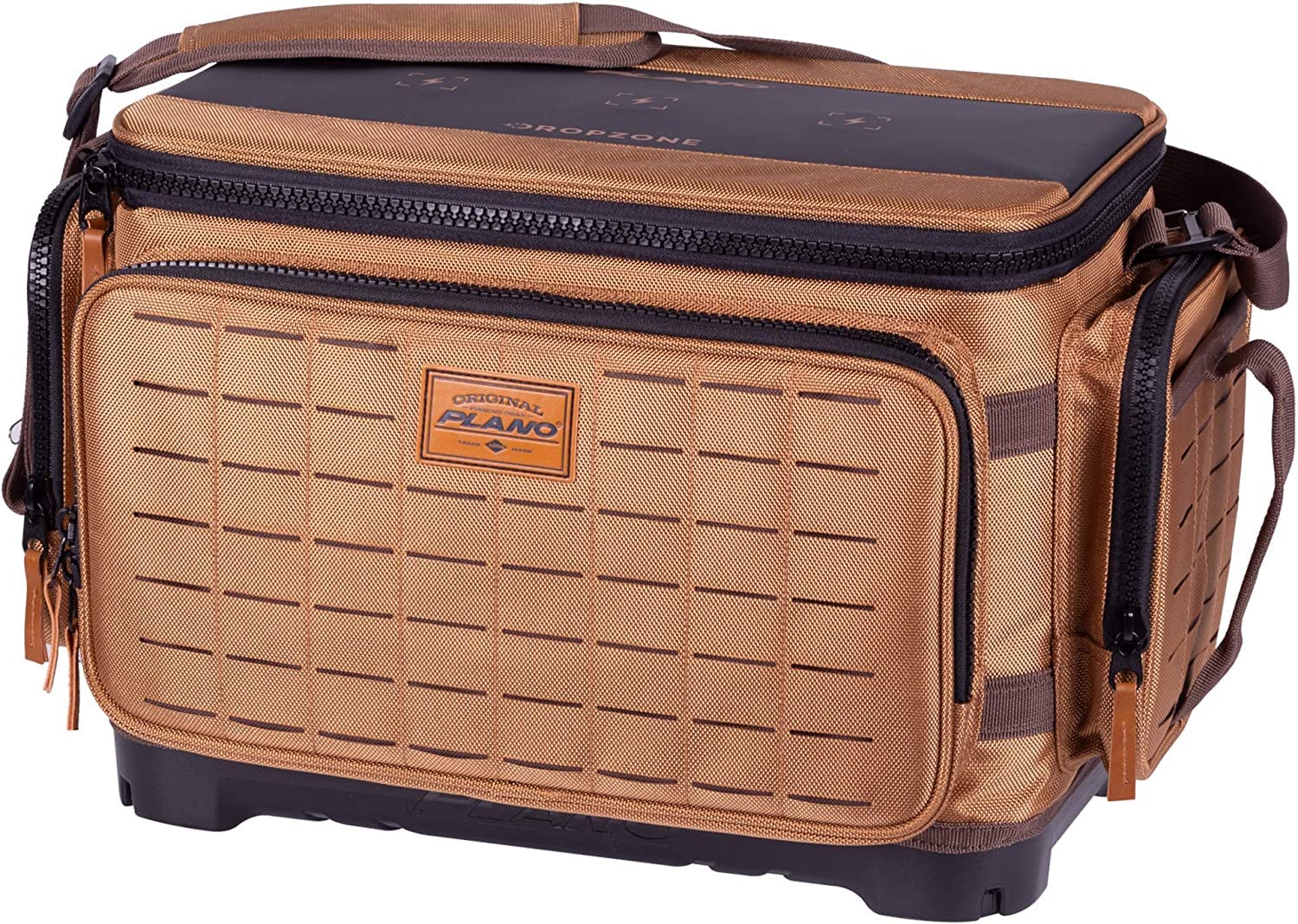 Plano Guide Series 3700 Tackle Bag, Large, Beige 1680 Denier Fabric with Waterproof Base, Includes 6 StowAway Utility Boxes, Premium Fishing Storage for Baits & Lures