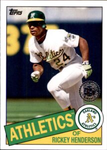 2020 topps 1985 35th anniversary #85-77 rickey henderson oakland athletics baseball card