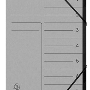 Exacompta 540711E Stapled Folder with Elastic Bands 7 Compartments Recycled Card Black A4 Document Folder - Grey