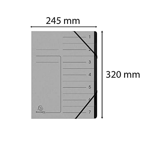 Exacompta 540711E Stapled Folder with Elastic Bands 7 Compartments Recycled Card Black A4 Document Folder - Grey